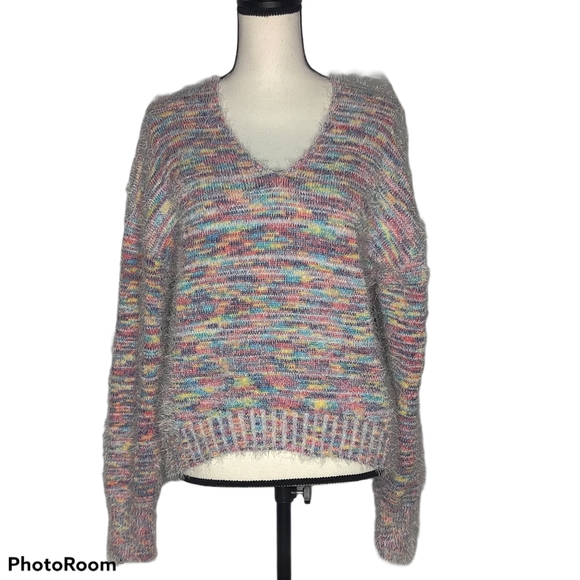 Arizona Jean Company | Sweaters | Arizona Rainbow Fuzzy Crop Sweater ...